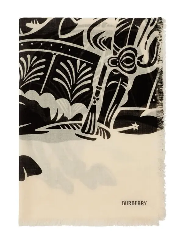 Burberry Ekd Wool Scarf - Neutrals