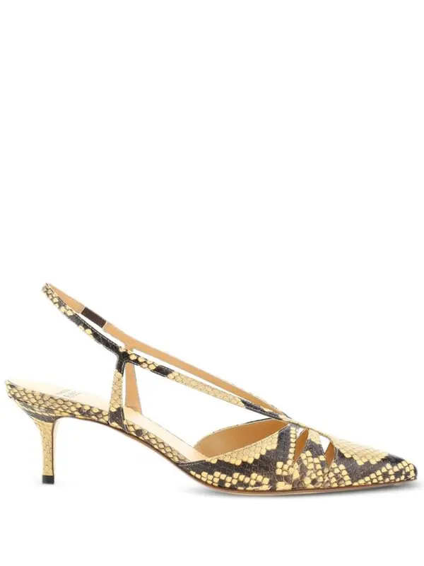 FRANCESCO RUSSO Snakeskin-print Slingback Pumps - Neutrals