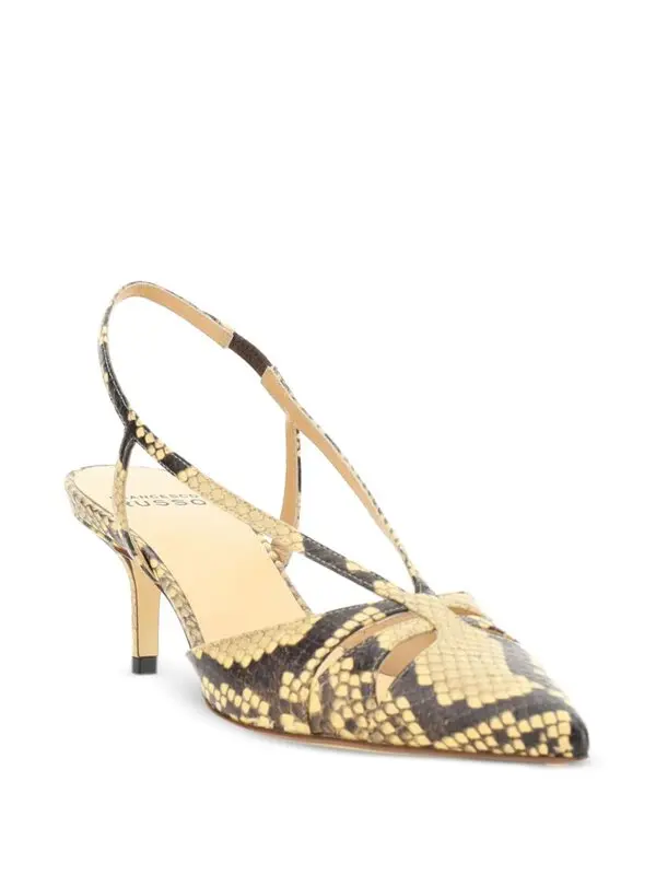 FRANCESCO RUSSO Snakeskin-print Slingback Pumps - Neutrals