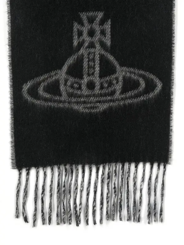 Vivienne Westwood ロゴ入りスカーフ　イタリア製 Vivienne Westwood Double Logo Scarf - Black | Editorialist