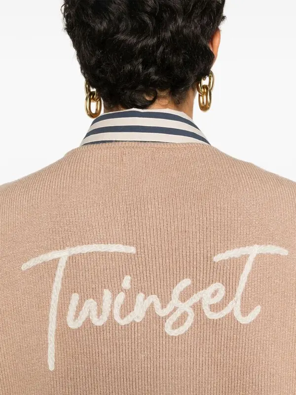 TWINSET Logo-embroidered Poncho - Neutrals