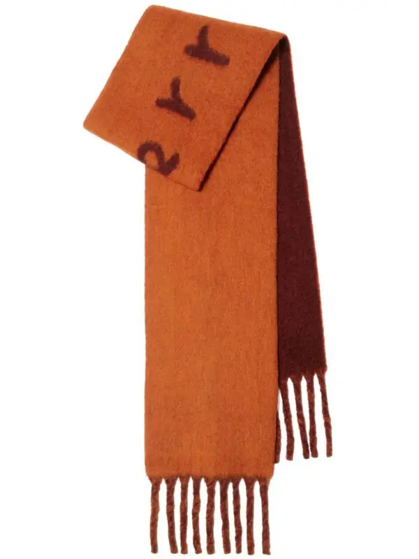 Burberry Reversible Fringed Scarf - Orange