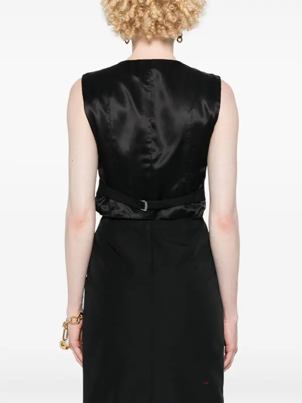 Erika Cavallini Single-breasted Cropped Waistcoat - Black