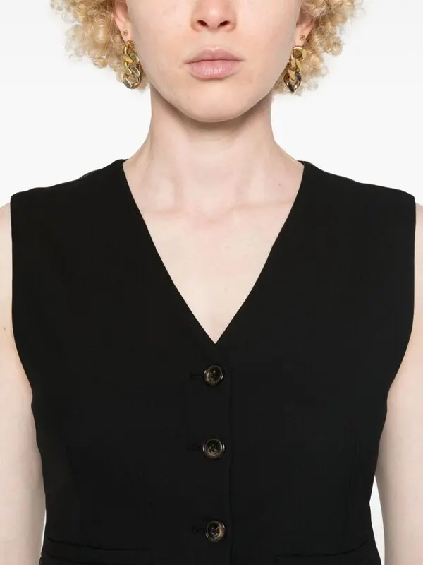 Erika Cavallini Single-breasted Cropped Waistcoat - Black