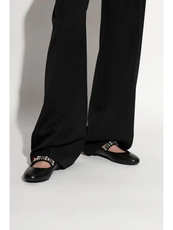 Casadei Crystal-embellished Ballerina Shoes - Black