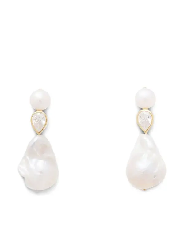 Completedworks Pearl And Zirconia Drop Earrings - White
