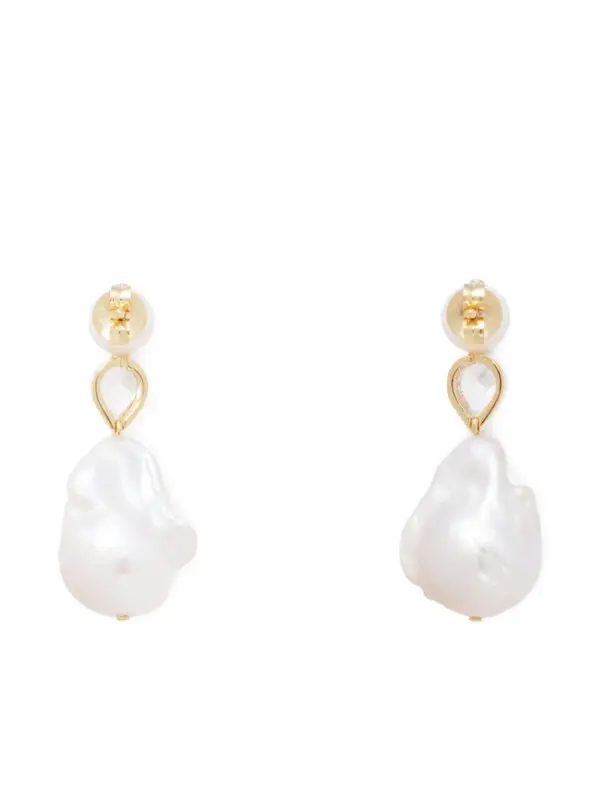 Completedworks Pearl And Zirconia Drop Earrings - White
