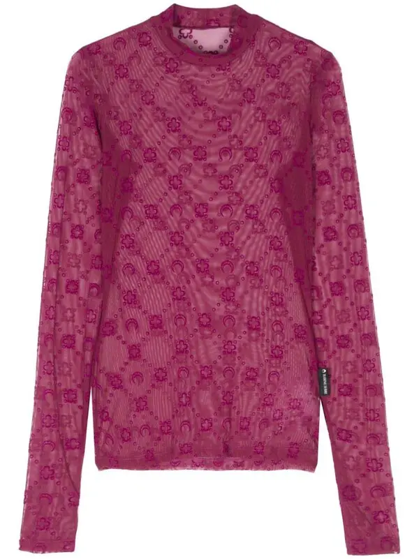 MARINE SERRE Moonogram Mesh Top - Pink