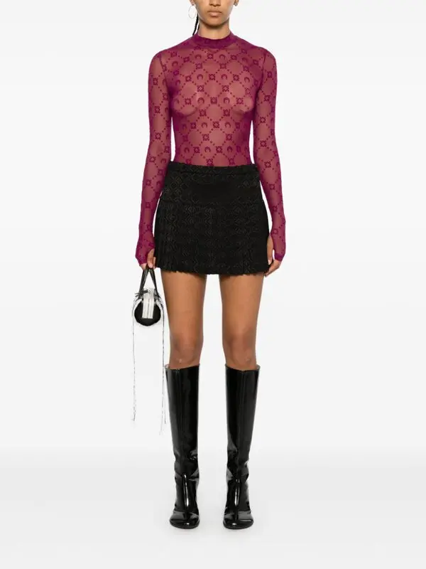 MARINE SERRE Moonogram Mesh Top - Pink