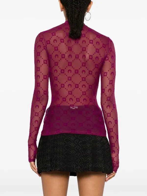 MARINE SERRE Moonogram Mesh Top - Pink