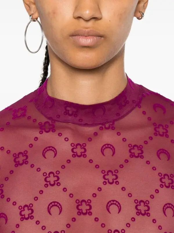 MARINE SERRE Moonogram Mesh Top - Pink