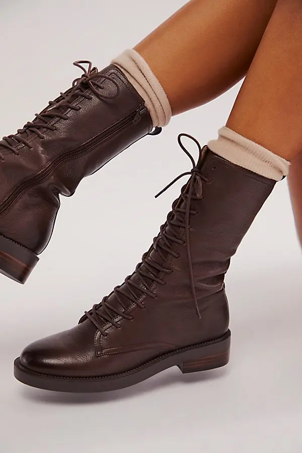 SILENT D Combat Boots - Chocolate - Fp Exclusive