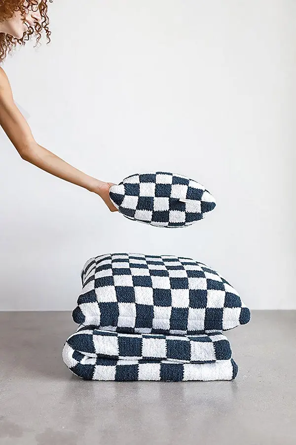 Free People Sunday Citizen Checkerboard Throw Pillow - Midnight
