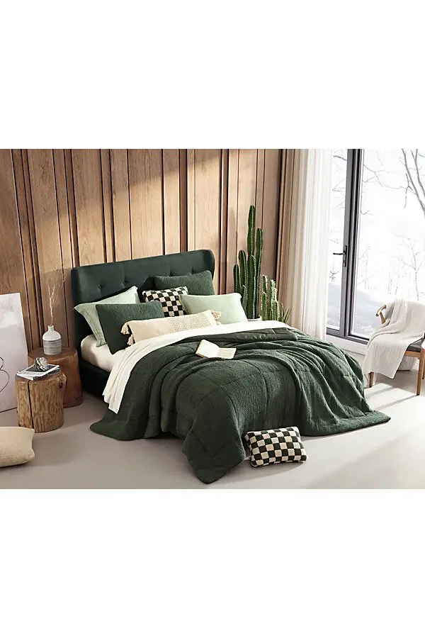 Free People Sunday Citizen Checkerboard Throw Pillow - Moss