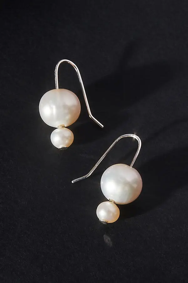 MASLO Double Orb Earrings - Pearl