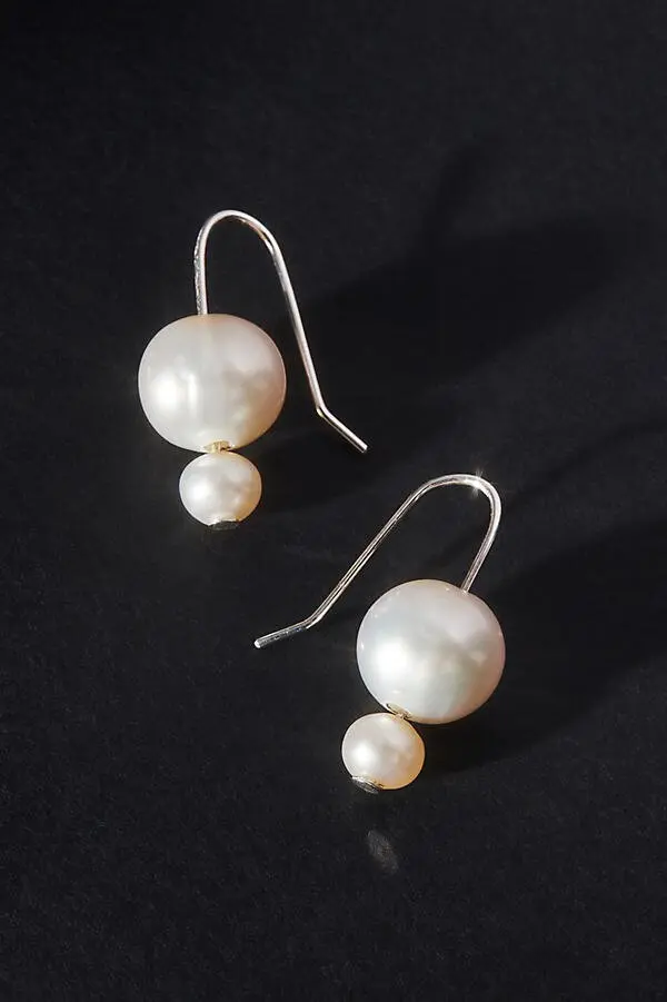 MASLO Double Orb Earrings - White