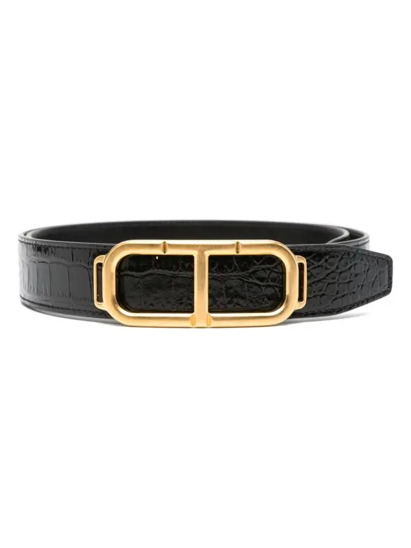 TOM FORD Crocodile-embossed Stadium-buckle Belt