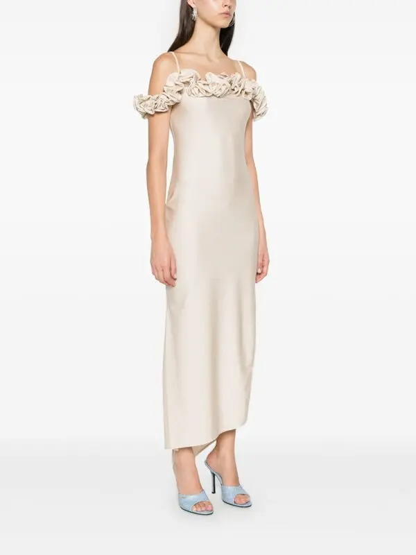 Coperni Ruffled-detailing Midi Dress - Neutrals