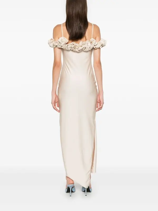 Coperni Ruffled-detailing Midi Dress - Neutrals