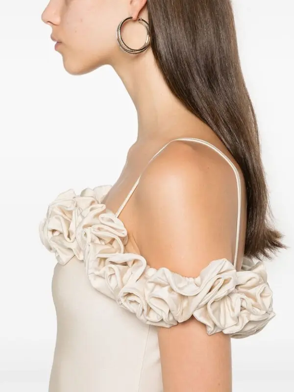 Coperni Ruffled-detailing Midi Dress - Neutrals