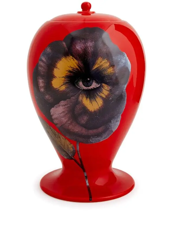 FORNASETTI Pensee Hand-painted Ceramic Vase - Red
