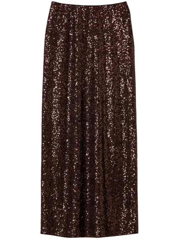 TWINSET Sequin-embellished Maxi Skirt - Brown