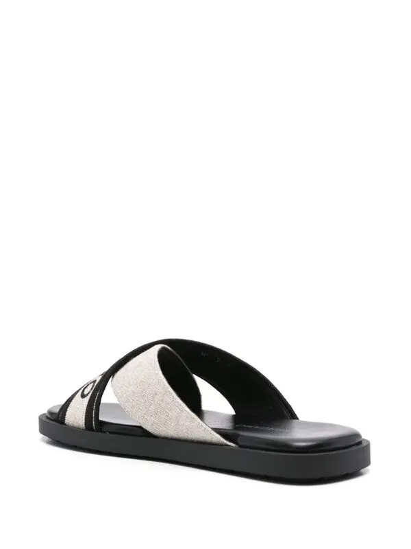 FERRAGAMO Logo-embroidered Crossover-strap Sandals