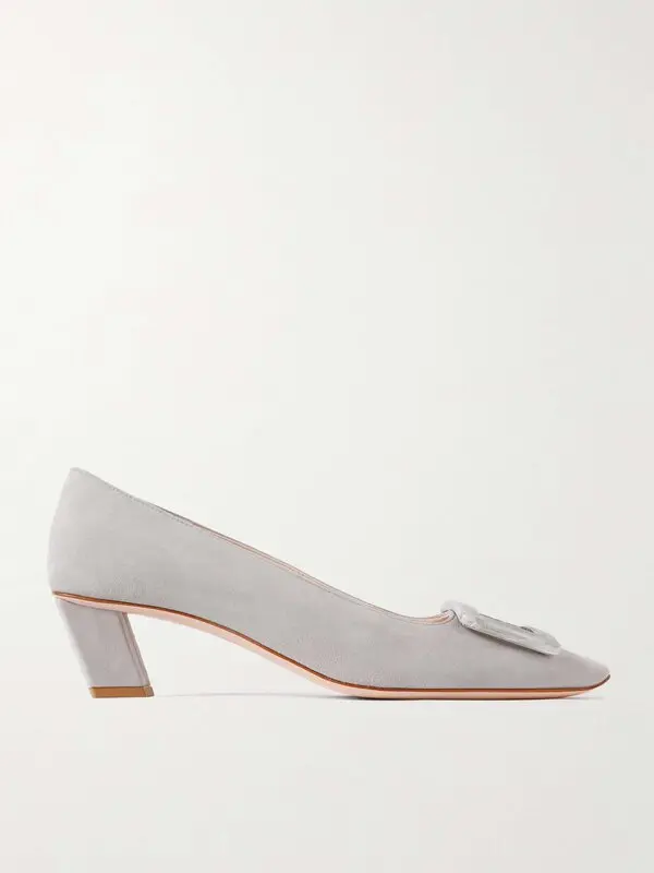 ROGER VIVIER Belle Vivier 45 Suede Pumps - Gray