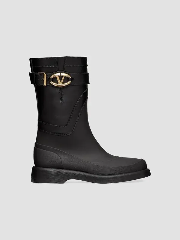 Valentino Garavani Vlogo The Bold Edition Boots In Rubber And Calfskin