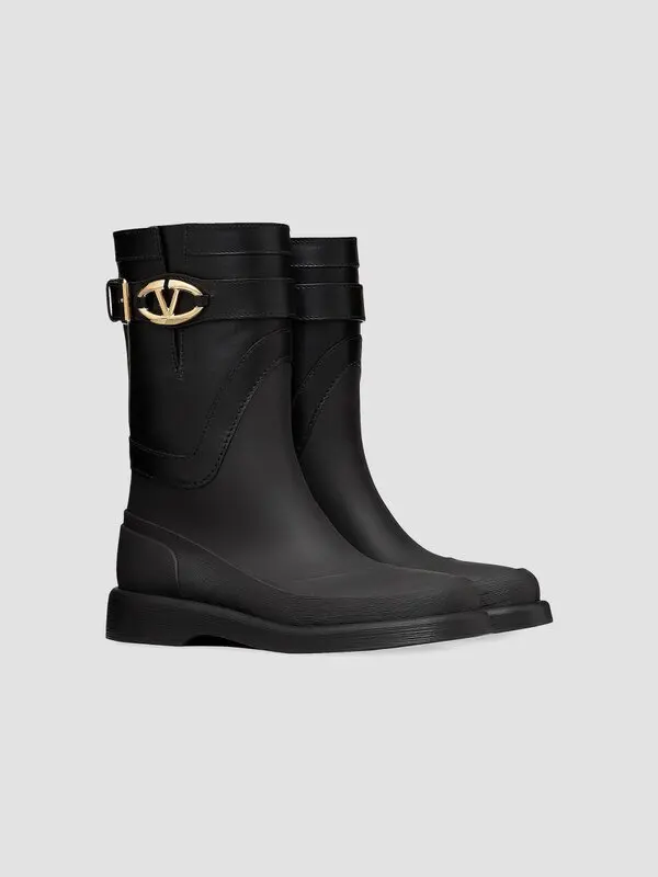 Valentino Garavani Vlogo The Bold Edition Boots In Rubber And Calfskin
