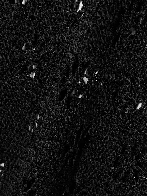 Calle Del Mar Floral Crocheted Midi Skirt - Black