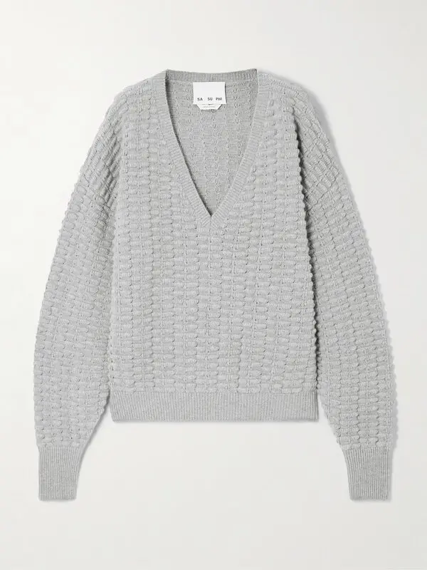 Sasuphi Textured Wool And Cashmere-blend Sweater - Gray
