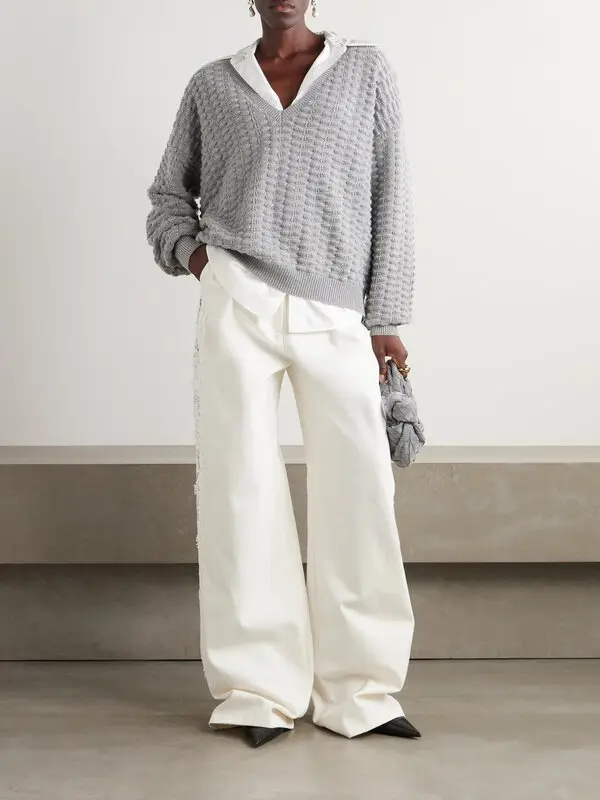 Sasuphi Textured Wool And Cashmere-blend Sweater - Gray