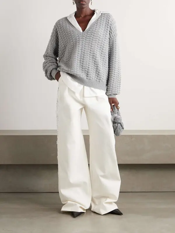 Sasuphi Textured Wool And Cashmere-blend Sweater - Gray
