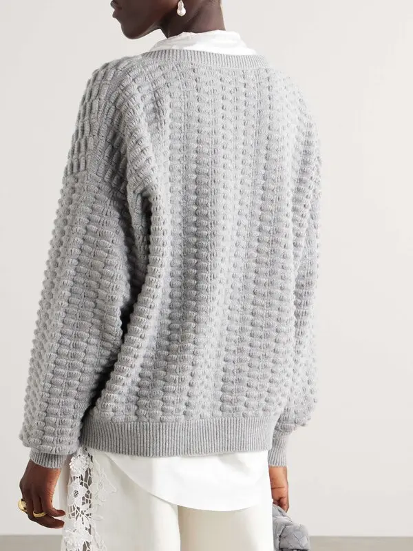 Sasuphi Textured Wool And Cashmere-blend Sweater - Gray