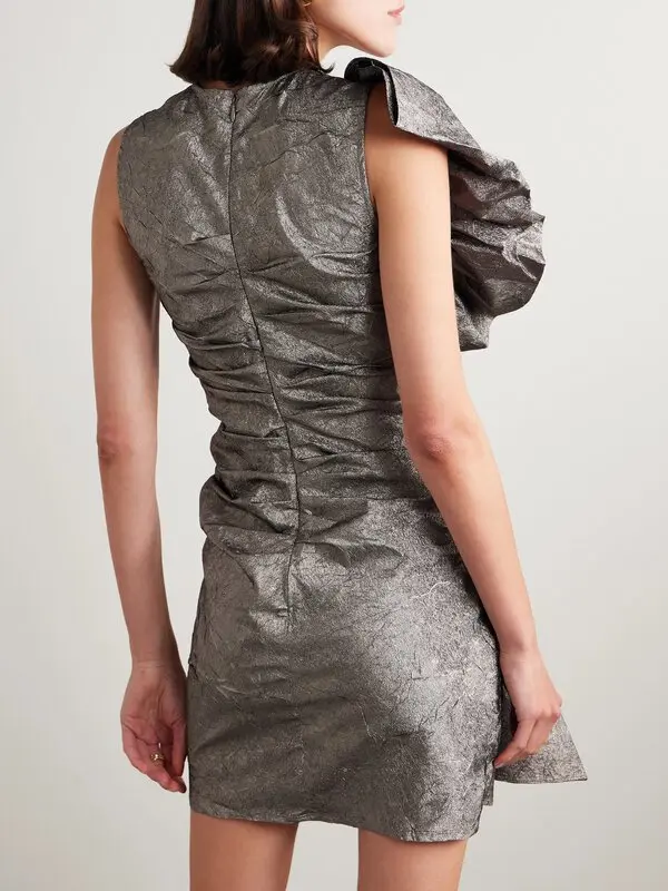 Ulla Johnson Estella Ruffled Metallic Crinkled-taffeta Mini Dress