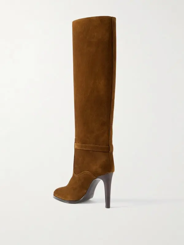 Saint Laurent Diane Suede Knee Boots - Brown