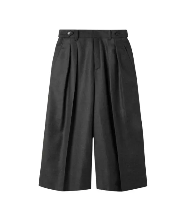 Saint Laurent Flared Pleated Cashmere Bermuda Shorts