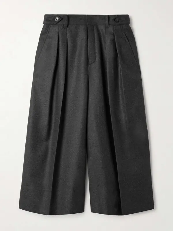 Saint Laurent Flared Pleated Cashmere Bermuda Shorts
