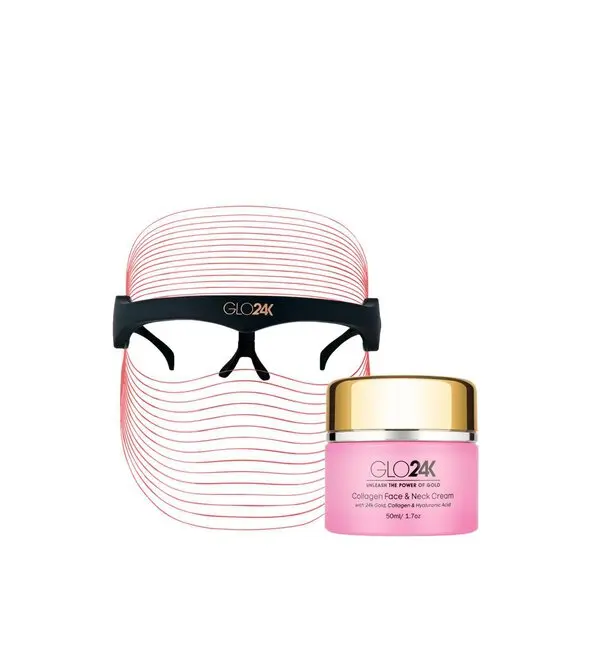 GLO24K 7 Color Led Beauty Mask + Collagen Cream - No Color
