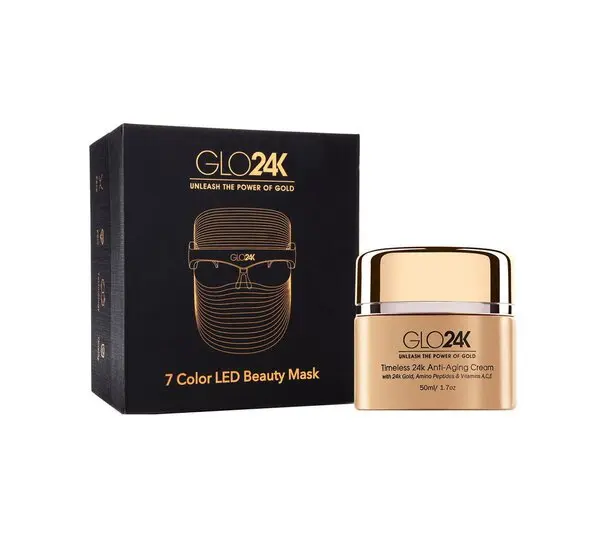GLO24K 7 Color Led Beauty Mask + 24k Timeless Anti-aging Cream - No Color