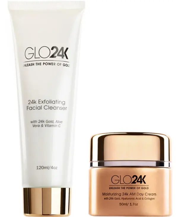 GLO24K Exfoliating Facial Cleanser & Day Cream - No Color