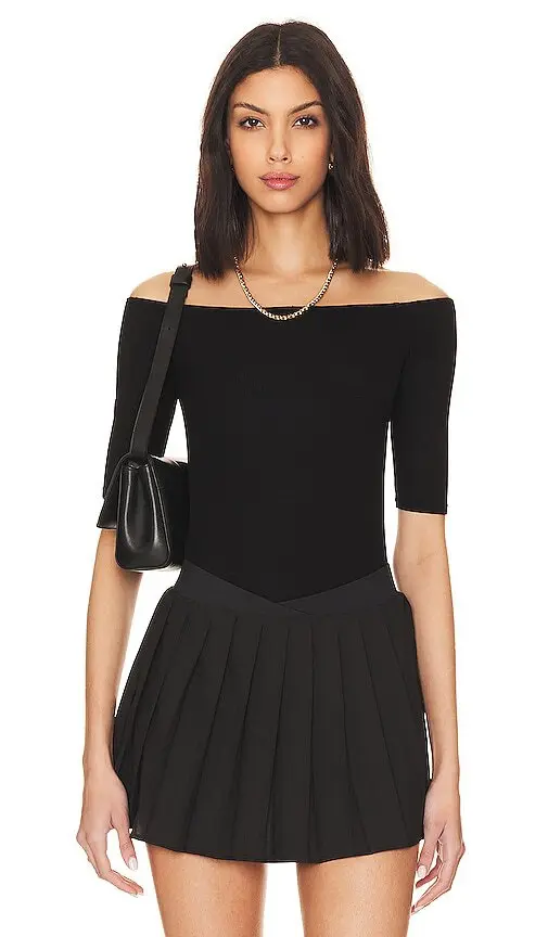 Michael Lauren Off Shoulder Ribbed Top