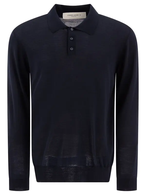 GOLDEN GOOSE Gregory' Wool Polo Shirt - Blue