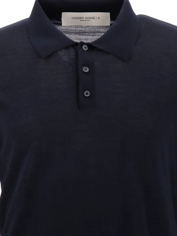 GOLDEN GOOSE Gregory' Wool Polo Shirt - Blue