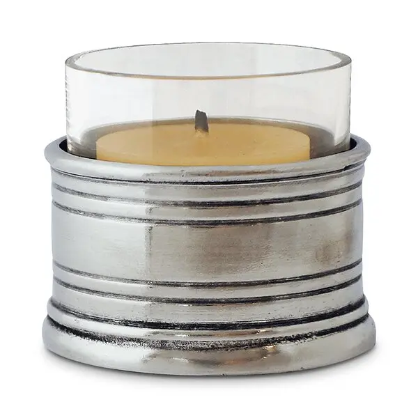 MATCH Tea Light Candle Holder With Glass - Pewter