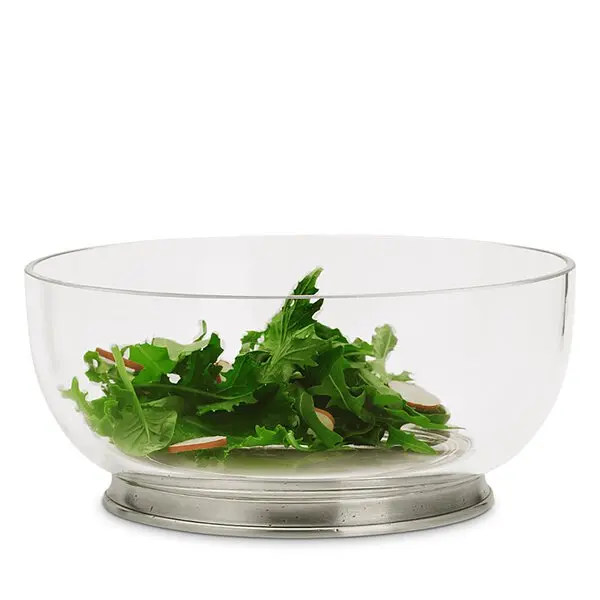 MATCH Medium Round Crystal Salad Bowl - Pewter