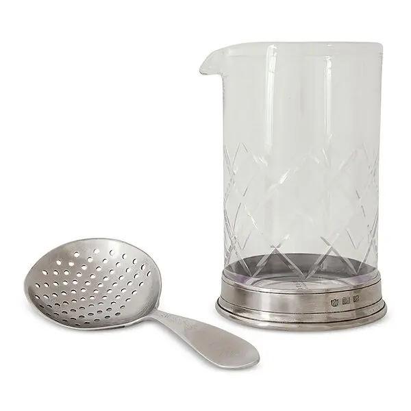 MATCH Crystal Mixing Glass And Cocktail Strainer Set - Pewter