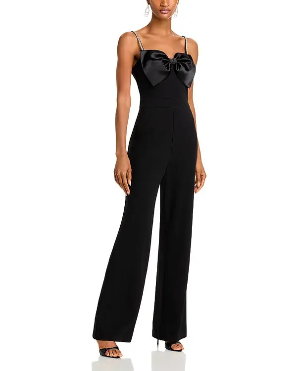 Eliza J Bow Rhinestone Jumpsuit - Black