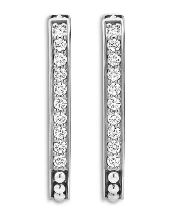 Lagos 14k Yellow Gold & Sterling Diamond Hoop Earrings